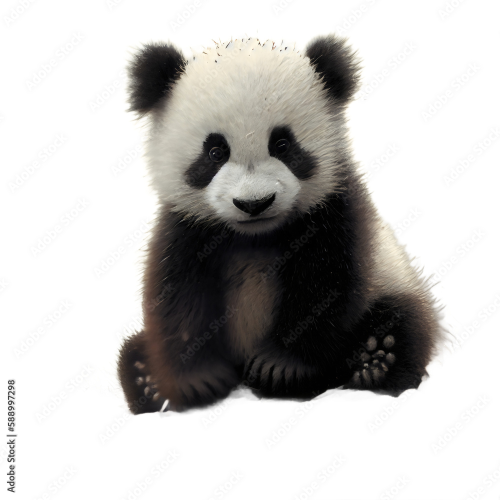 ภาพประกอบสต็อก cute baby panda on transparent background, giant panda ...