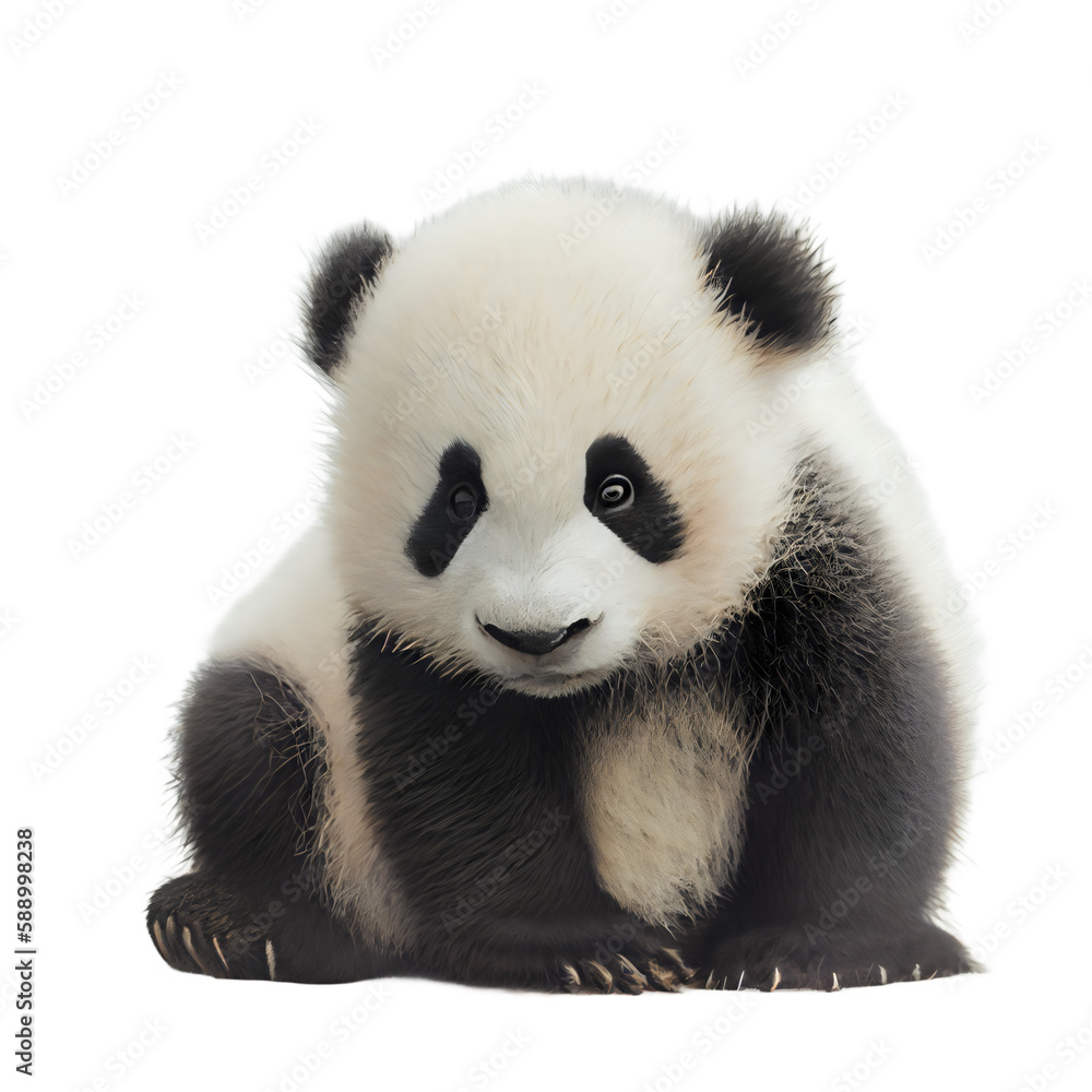 cute baby panda on transparent background, giant panda Stock ...