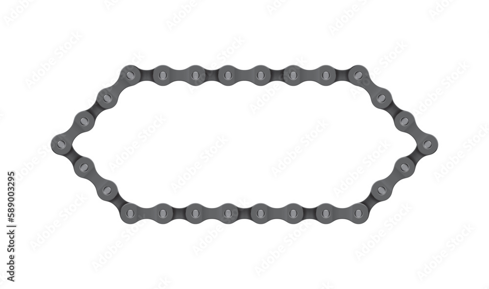 Vector line realistic bike chain frame. Isolated on white background ...
