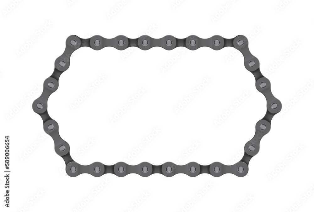 Vector line realistic bike chain frame. Isolated on white background ...