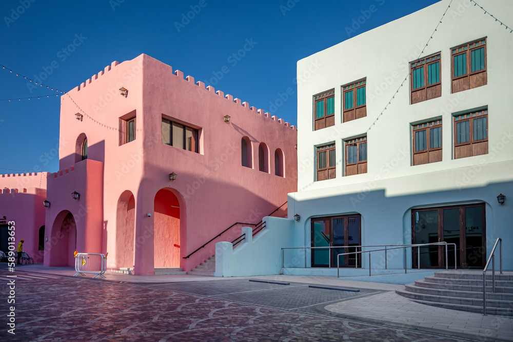 Doha, Qatar - April 04, 203: Old Doha port redevelopment into Mina ...