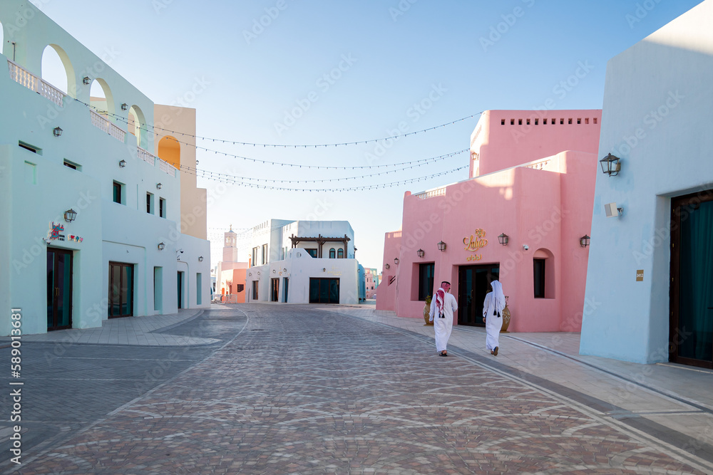 Doha, Qatar - April 04, 203: Old Doha port redevelopment into Mina ...