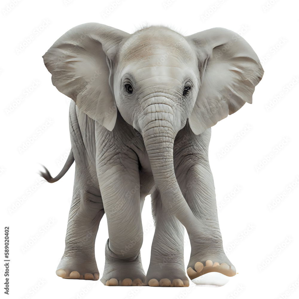 baby elephant sitting on transparent background, isolated on white ...