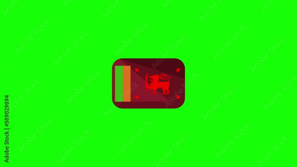 Animated Sri Lanka flag icon design in flat icon style on Green screen ...