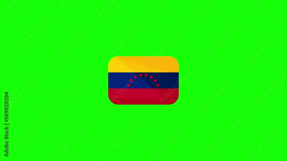 Animated Venezuela flag icon design in flat icon style on Green screen ...