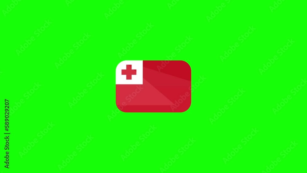 Animated Tonga flag icon design in flat icon style on Green screen ...