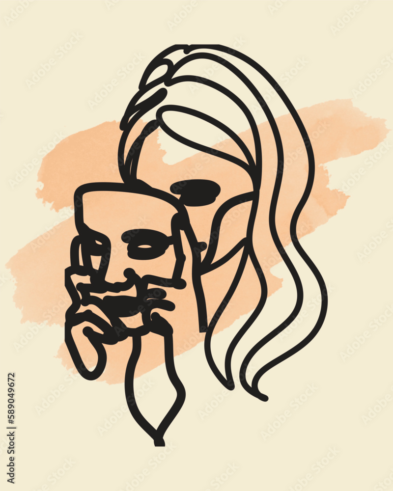 Minimalist Line Art Canvas Print, continuous line art, one line drawing ...