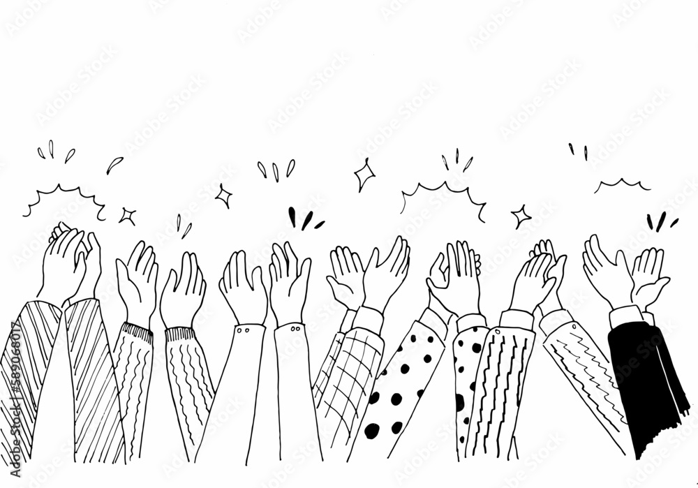 simple hand drawn of hands clapping ovation. applause, vector ...