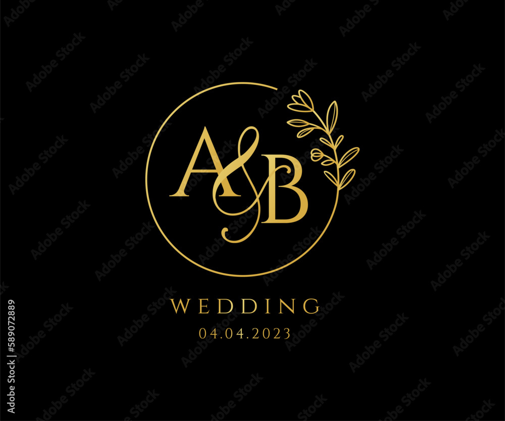 Vector AB initial wedding monogram logo, wedding logo design, custom ...