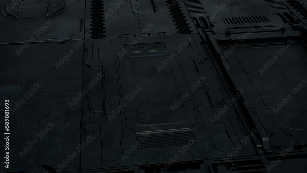 Black, Tech Wallpaper with Sci-Fi 3D Panels. Dark, Futuristic style. 3D ...