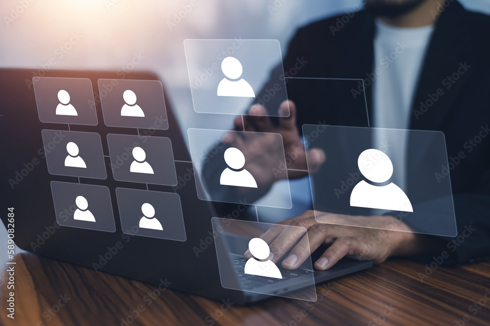 Businessman management organization in company using diagram ...