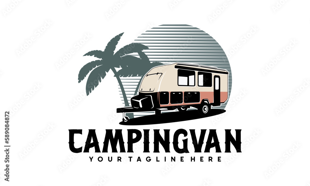 RV camper van classic style logo vector illustration, Perfect for RV ...