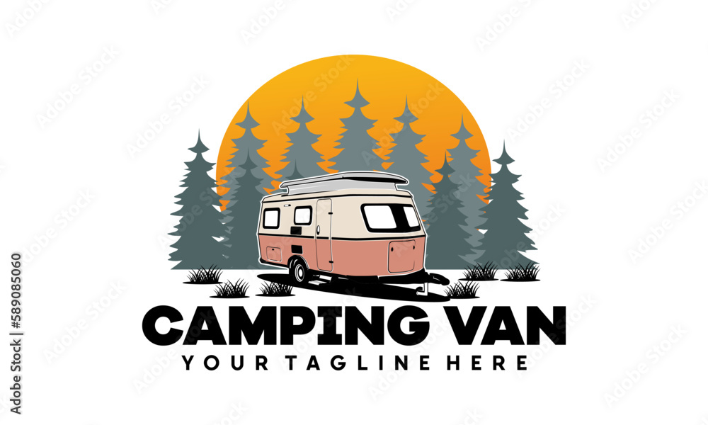 RV camper van classic style logo vector illustration, Perfect for RV ...