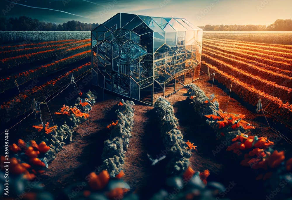 Futuristic farming automation, modern agriculture, field farming ...