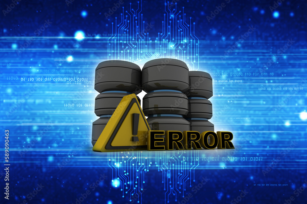 3d rendering Database storage data base with Exclamation sign Stock ...
