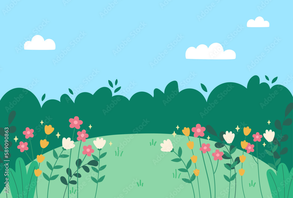 Illustration of natural spring landscape background Stock Vector ...