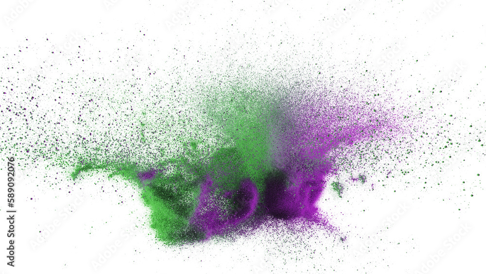 colourful powder flying, colored dust isolated on transparent ...
