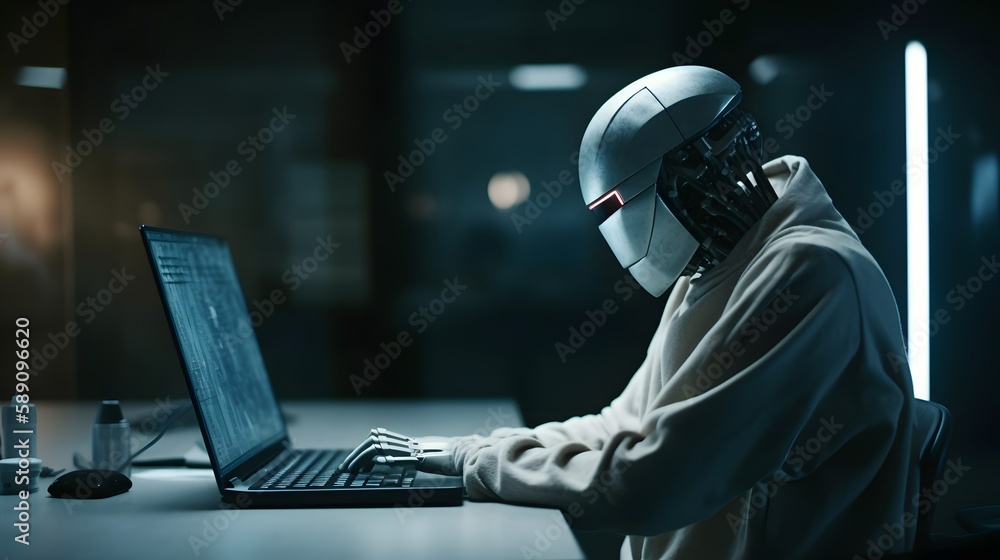 AI robot on a job interview talking with a person, artificial ...