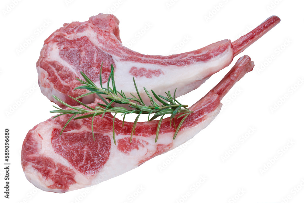 Australian lamb rack cutlets on white background or Raw Frenched Rack 8 ...