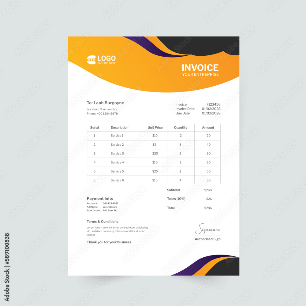 Invoice minimal design template. Bill form business invoice accounting ...