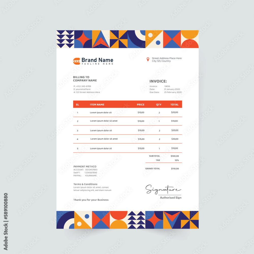 Abstract geometric invoice Design Modern Business Letterhead Design ...