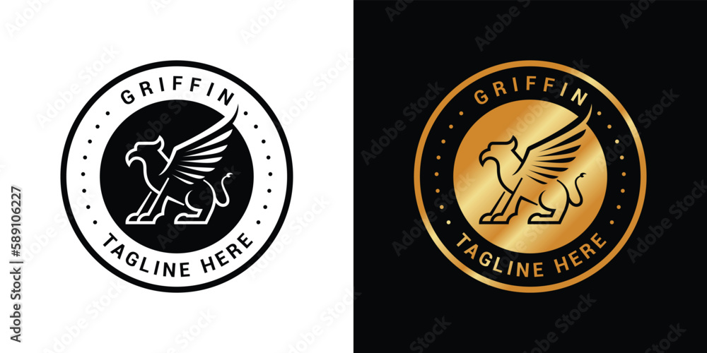 Vector graphic of mythical griffin logo design template Stock Vector ...