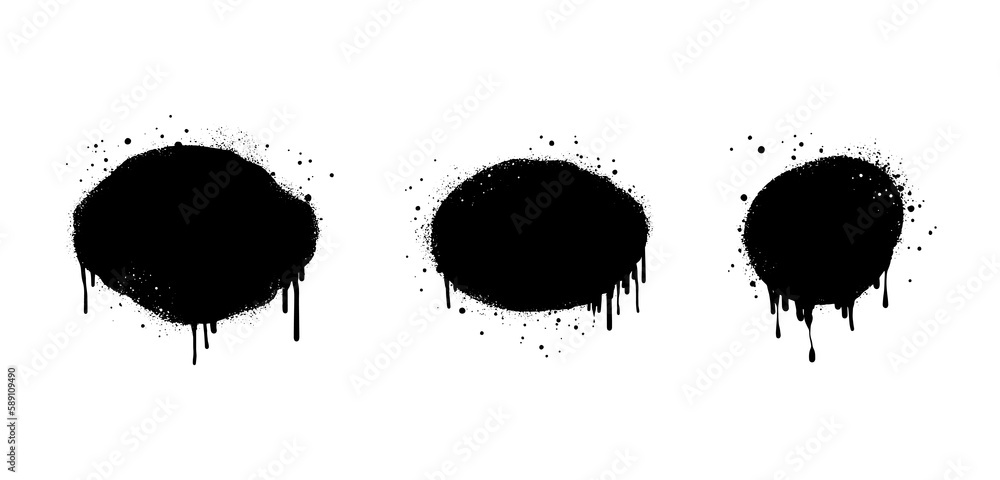 collection of Spray painted graffiti, ink splatters, Ink blots. Spray ...
