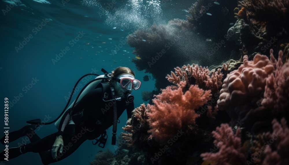activating photograph featuring a stunning 20-year-old gracefully scuba ...