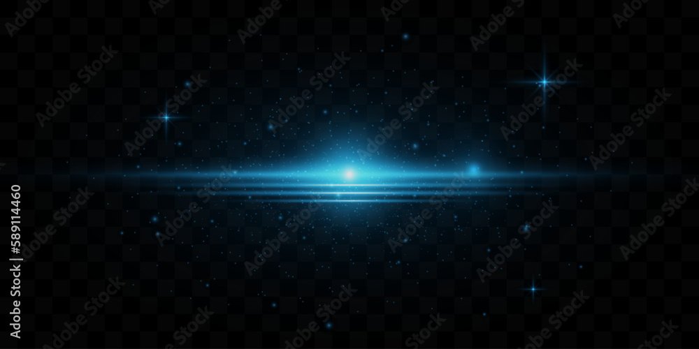 Abstract blue light effect isolated on black background. Bright flash ...