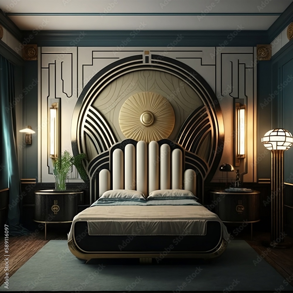 Art Deco Bedroom, Art Deco, Bedroom, Interior Design, AI Generated ...