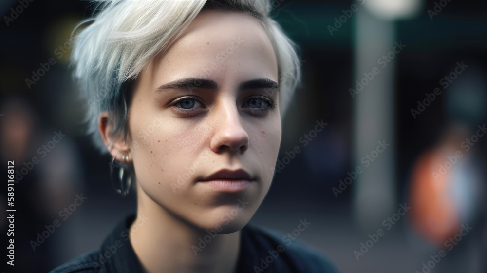 Non-binary gender identity person. Generative AI Stock Illustration ...