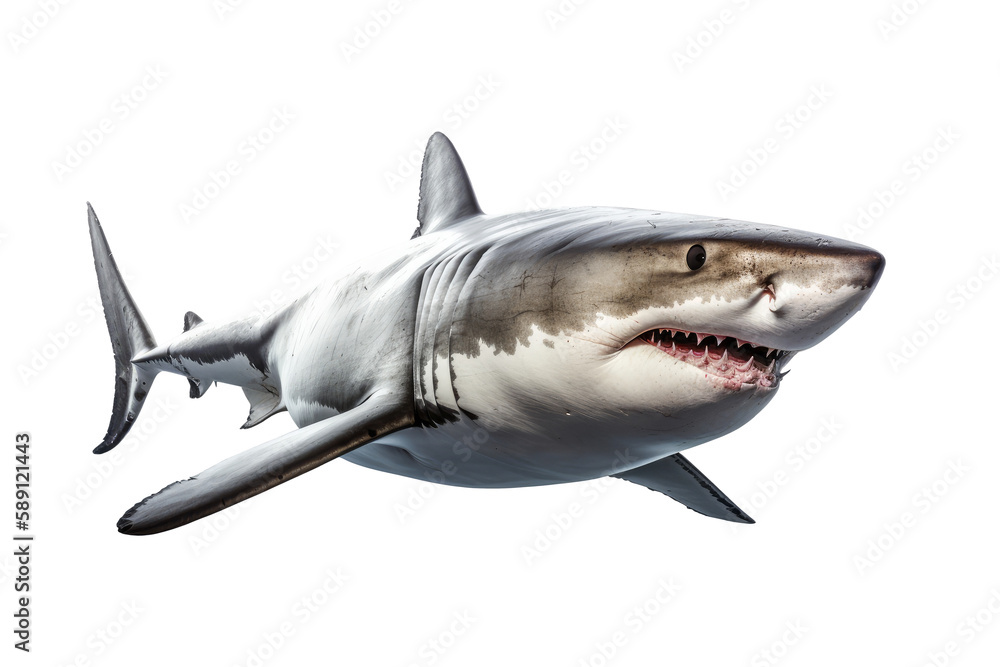ภาพประกอบสต็อก Great White Shark with Transparent Background, AI ...