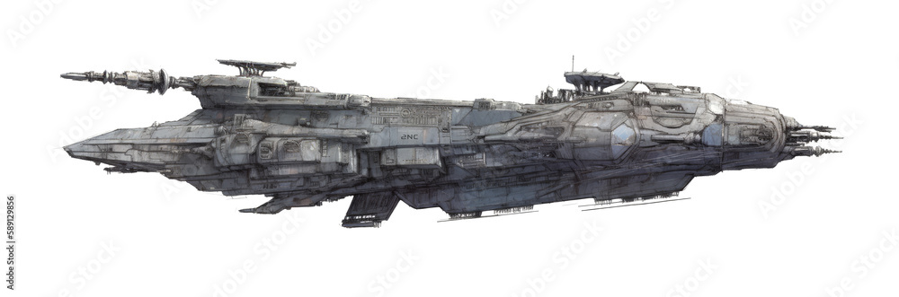 Ilustração do Stock: Sci-fi spaceship, battleship or gunship ink ...