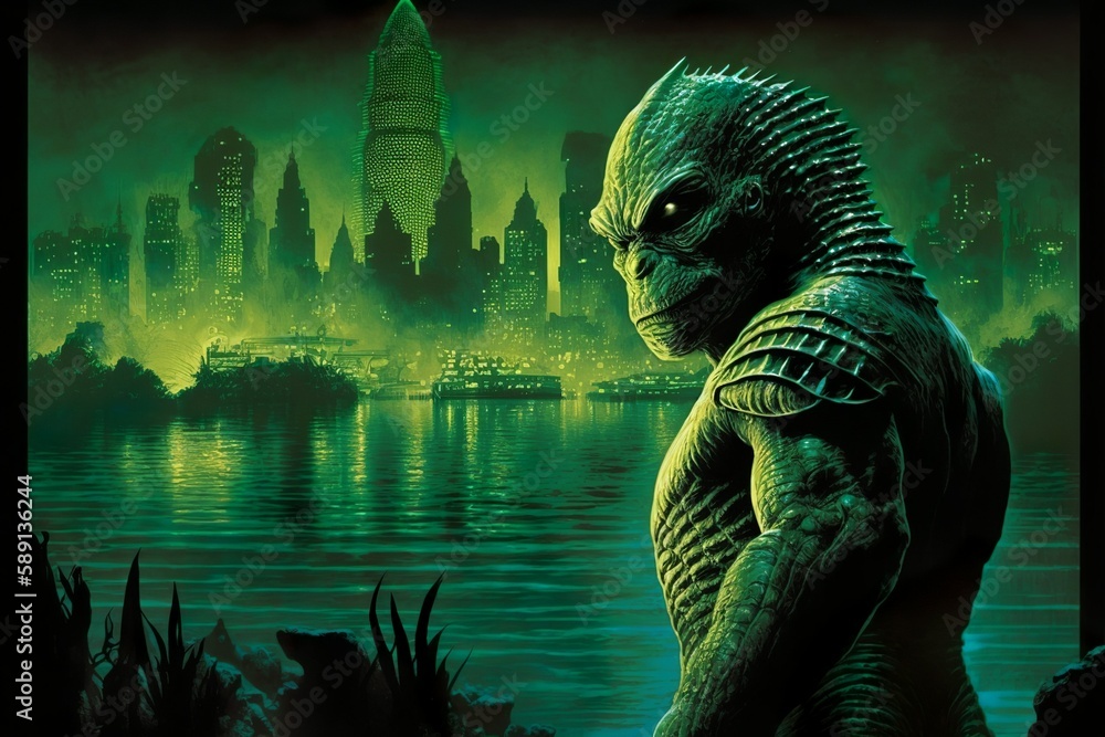 Humanoid swamp creature in dystopian environment character concept ...