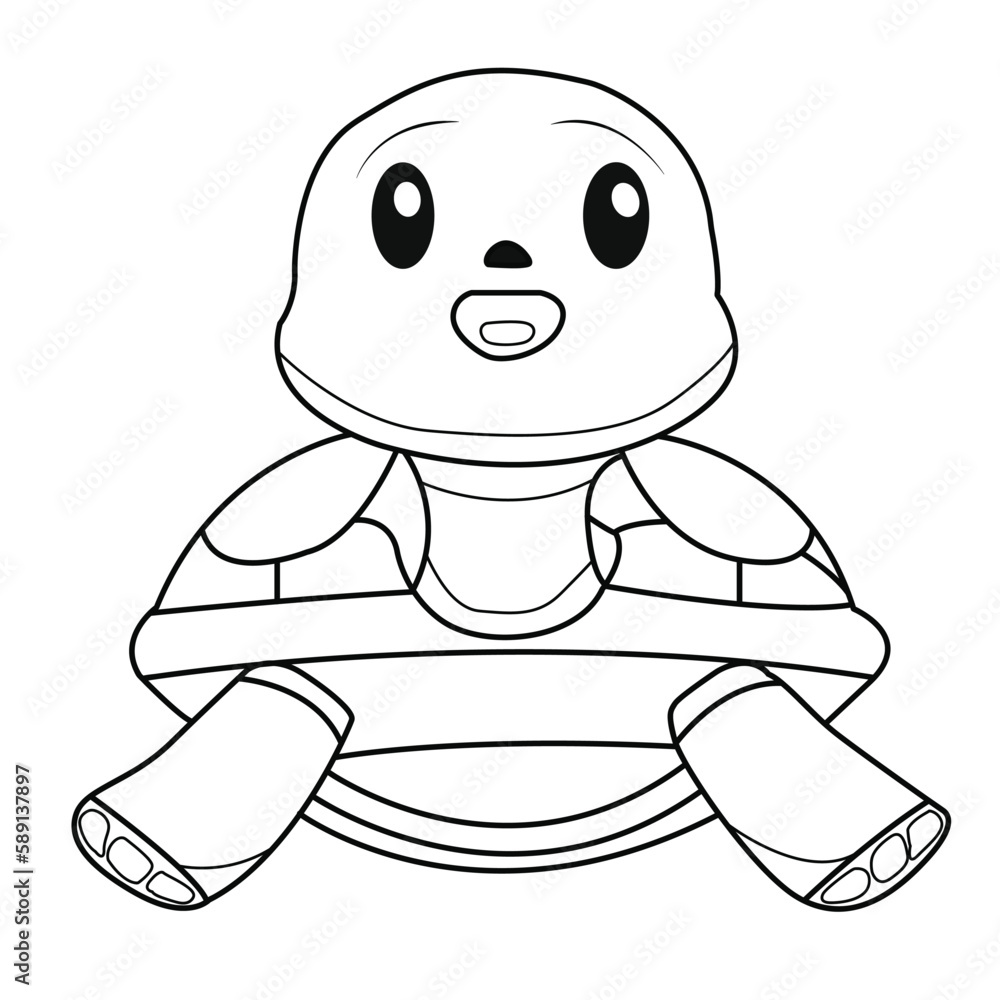 Cartoon turtle coloring page. Coloring page or book for kids. Hand ...