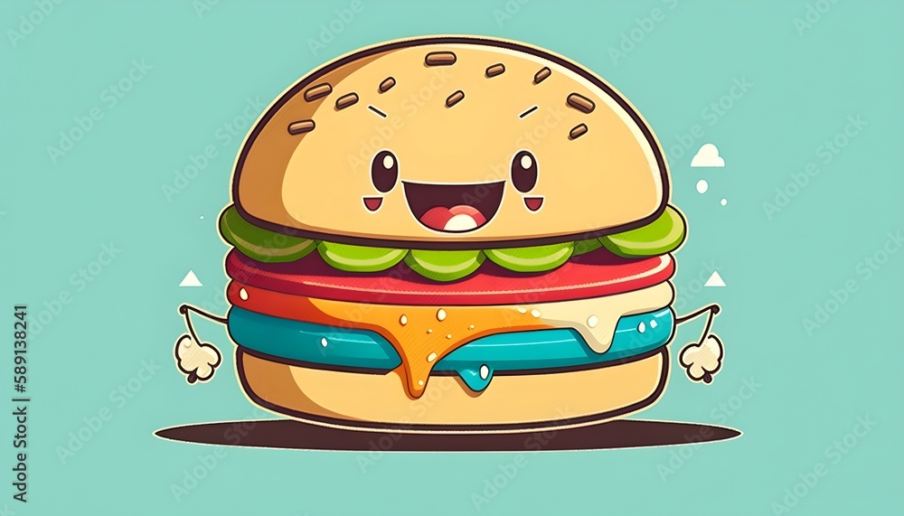 Expressive and Colorful 3D Burger Character. A Cute Standalone ...