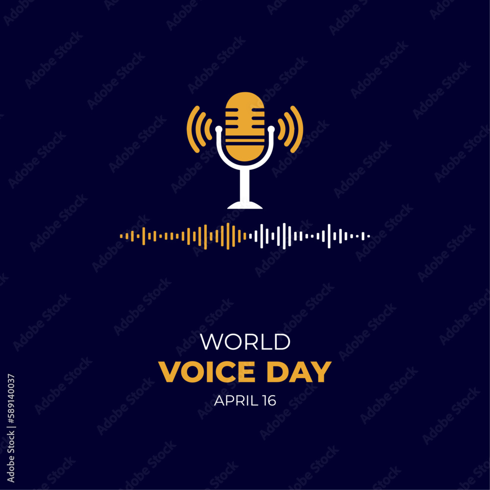 World Voice Day. 16 April. Voice Day microphone concept. Template for ...
