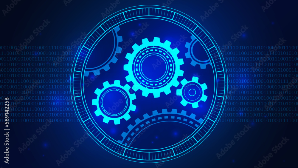 Gear wheels. Cogs and gears wheel mechanisms wireframe. Engineering or ...