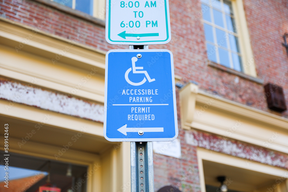 The handicap sign is a blue and white symbol of accessibility. It ...