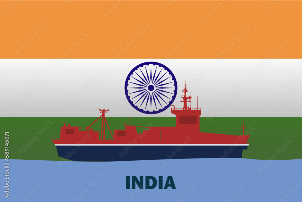 Sea transport with India flag, bulk carrier or big ship on sea, cargo ...