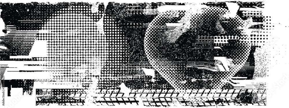 Glitch distorted grungy isolated banner . Design element for brochure ...