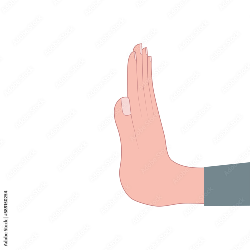 Businessman hand stop. Symbol of break. Vector flat cartoon design ...