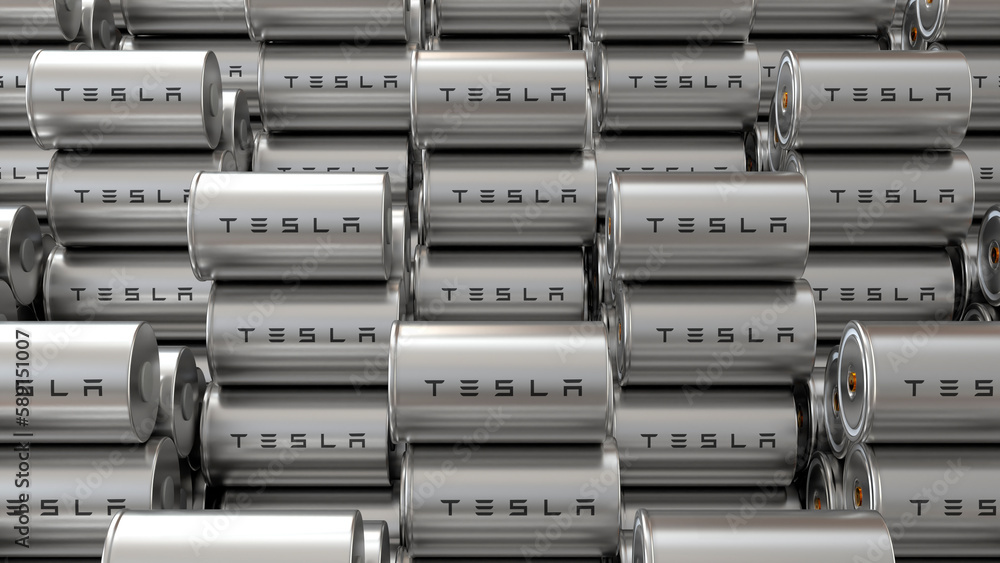 Lithium-ion Tesla Battery 4680, High-capacity accumulator cell modules ...