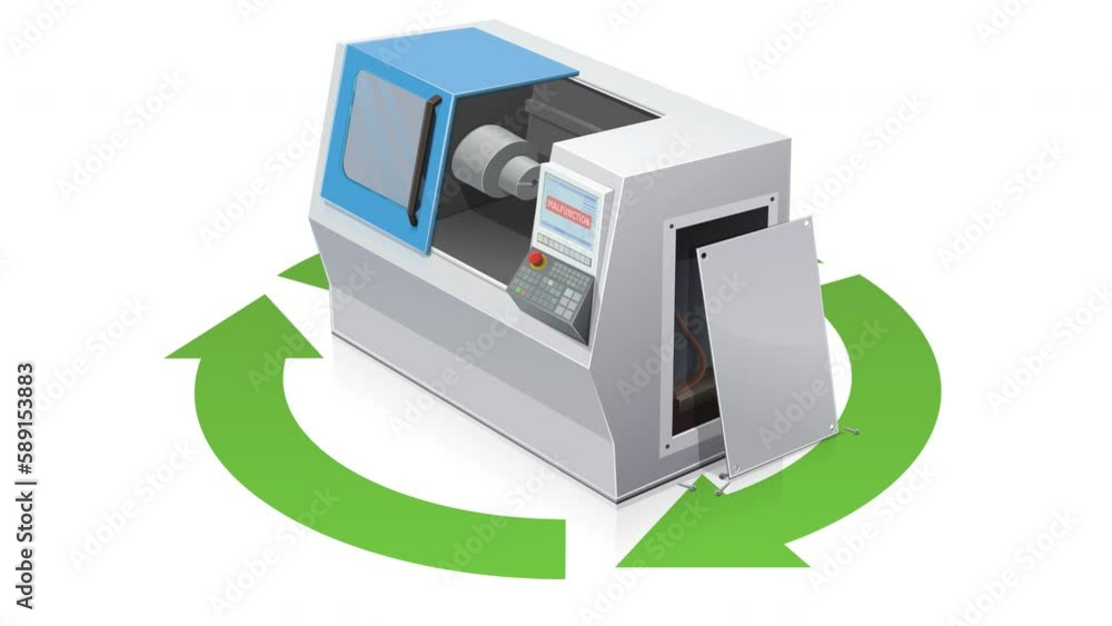 Animation loop of a CNC machine tool and its recycling with green ...