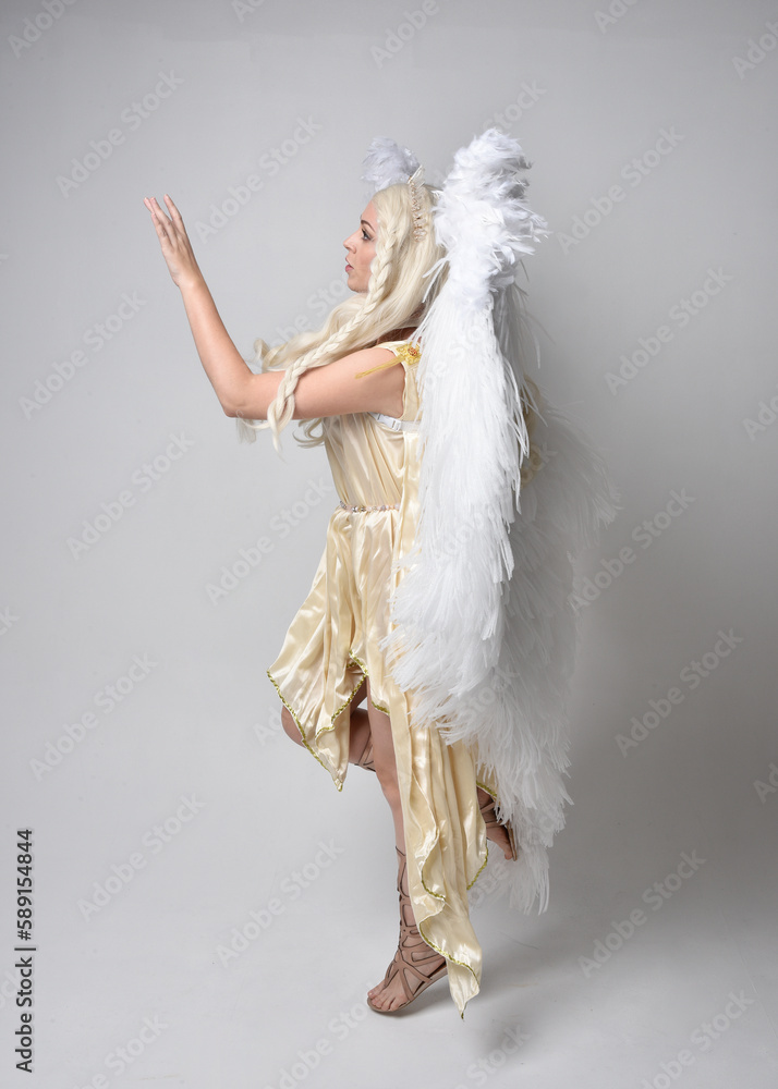 Full length portrait of beautiful blonde woman wearing a fantasy ...