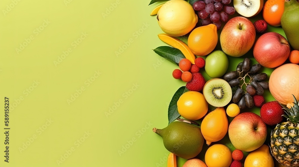 Copyspace background with fruit decor. Wallpaper template created using ...
