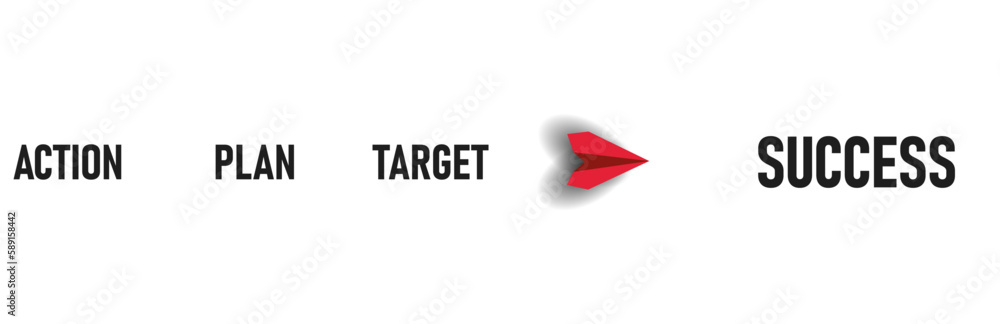 Action, plan, target plane flying to success. 2024 annual plan idea ...