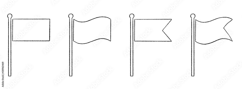 Hand drawn black flag line art drawing pencil crayon texture ...