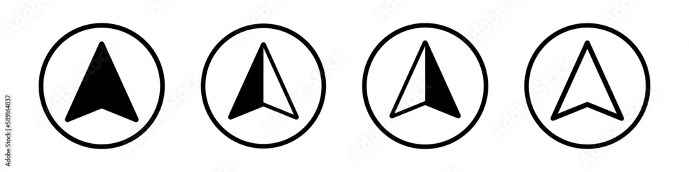 North direction. Compass vector arrow. Set of isolated icon arrow ...