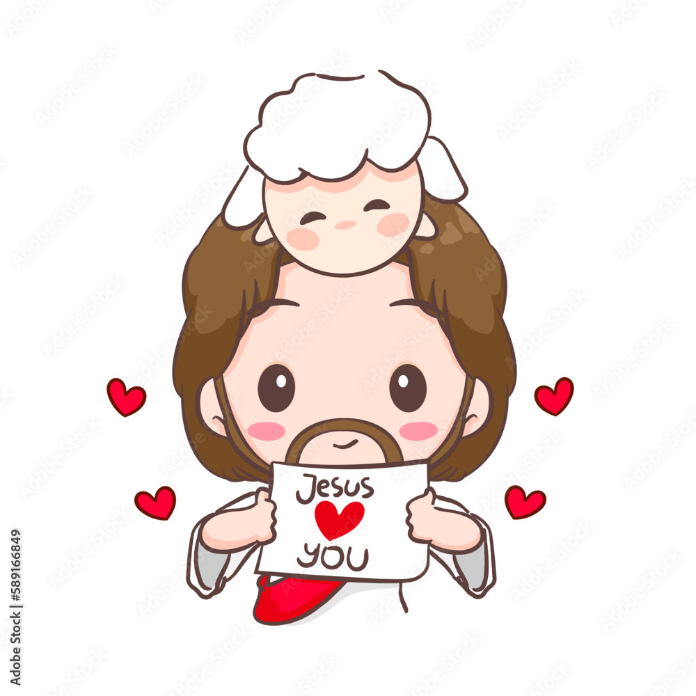 Cute Jesus Christ cartoon character. Christian religion concept design ...